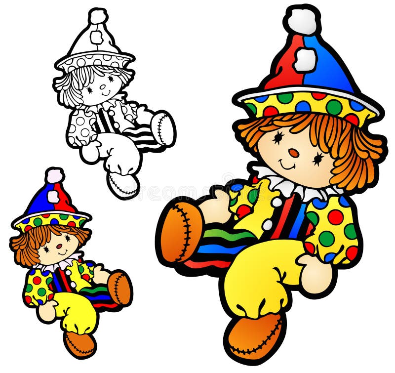 Boy Ragdoll with Clown Costume Stock Vector - Illustration of doll ...