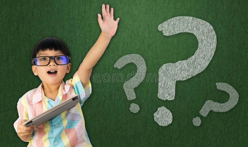 Young Boy with Thinking about Question Stock Image - Image of letter ...