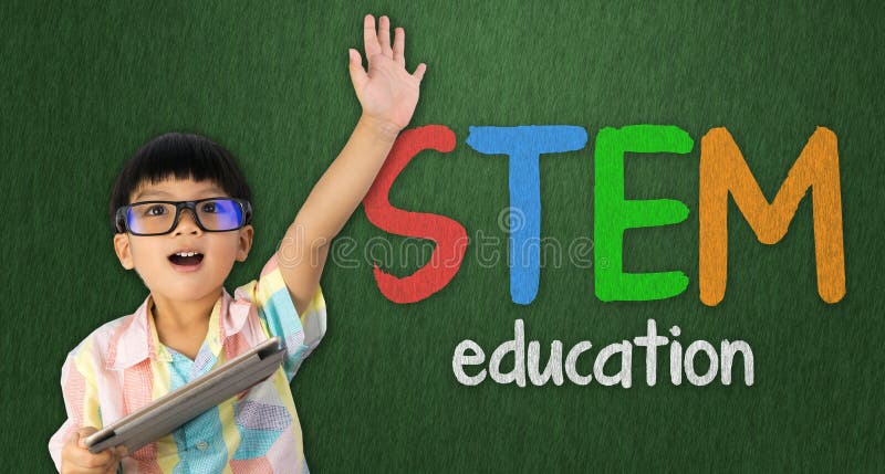 Boy Raise His Hand Up for STEM Education Stock Image - Image of kids ...