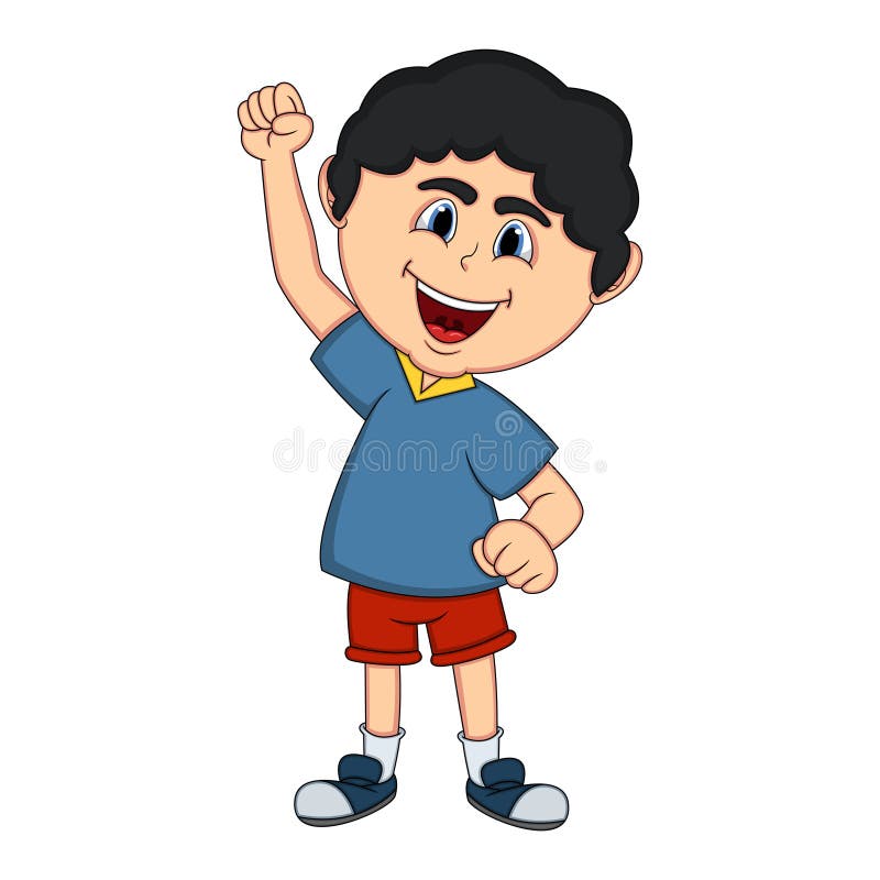 Boy Raised His Hand Cartoon Stock Vector - Illustration of point ...