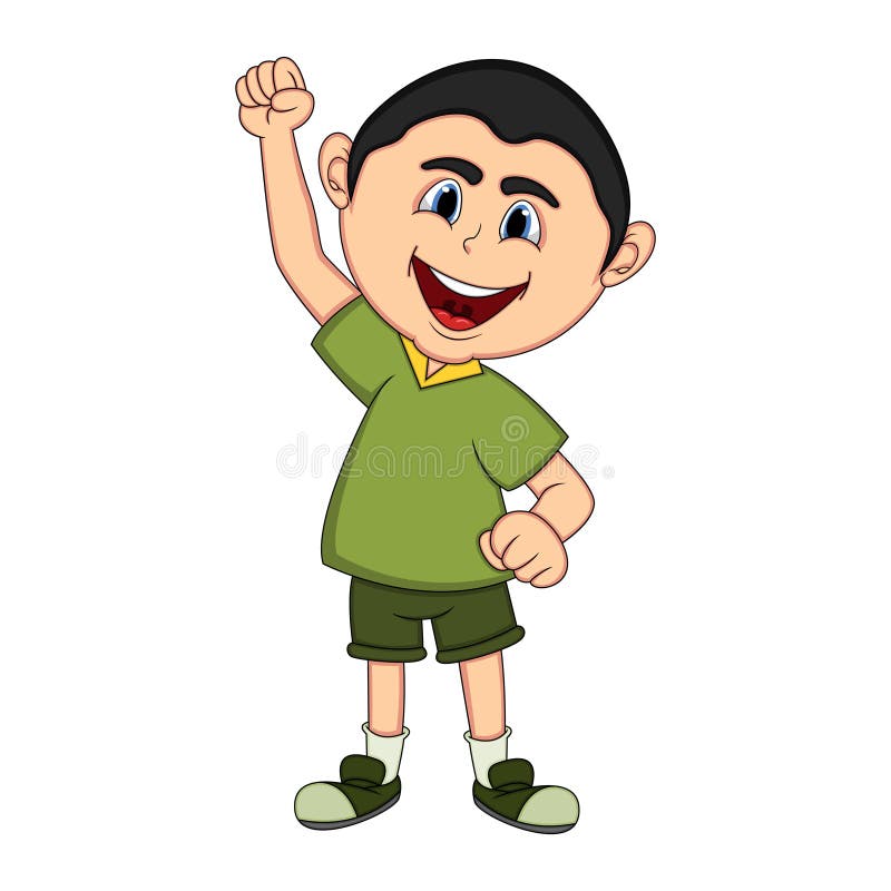 Boy Raised His Hand Cartoon Stock Vector - Illustration of schoolboy ...