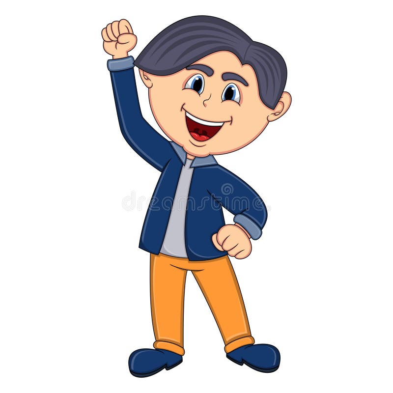 Boy Raised His Hand Cartoon Stock Vector - Illustration of happy ...