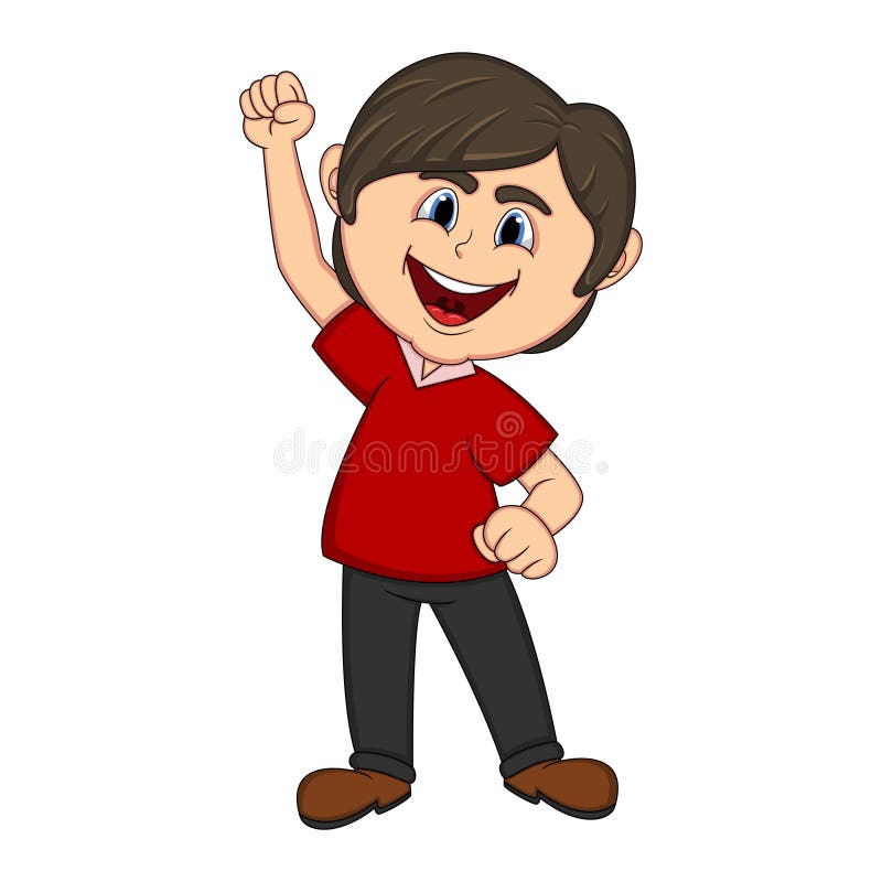 Boy Raised His Hand Cartoon Stock Vector - Illustration of point ...
