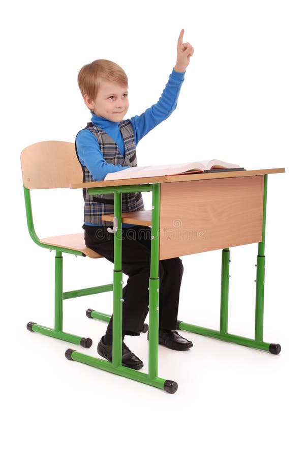 Boy Raising Hand To Ask Question Stock Image - Image of cute, small ...