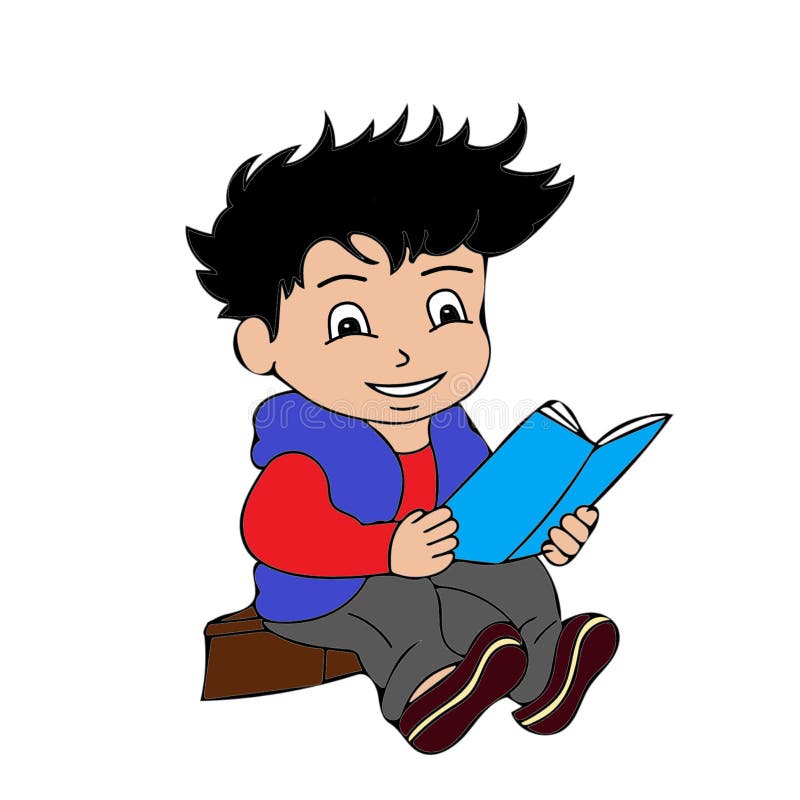 BOY READING Cartoon Illustration Education Stock Illustration ...
