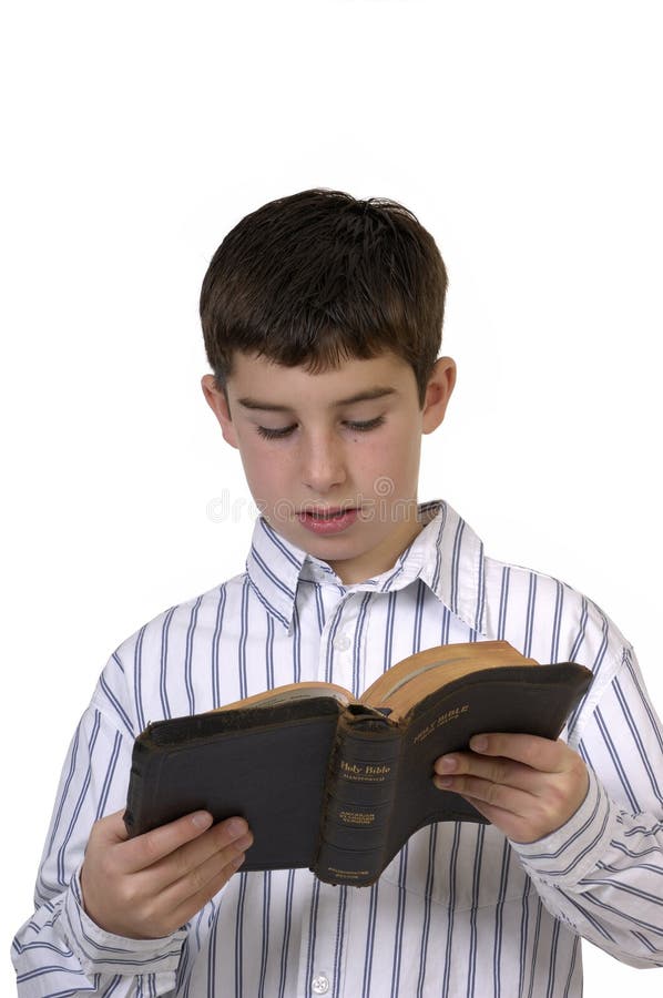 Boy reading Bible stock image. Image of school, child - 3642671