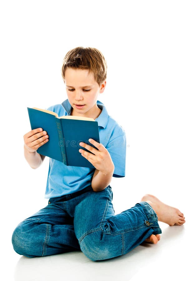 Boy reading book stock photo. Image of blue, culture - 25816920