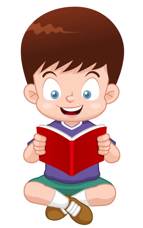 Cartoon boy reading a book stock vector. Illustration of junior - 31797996