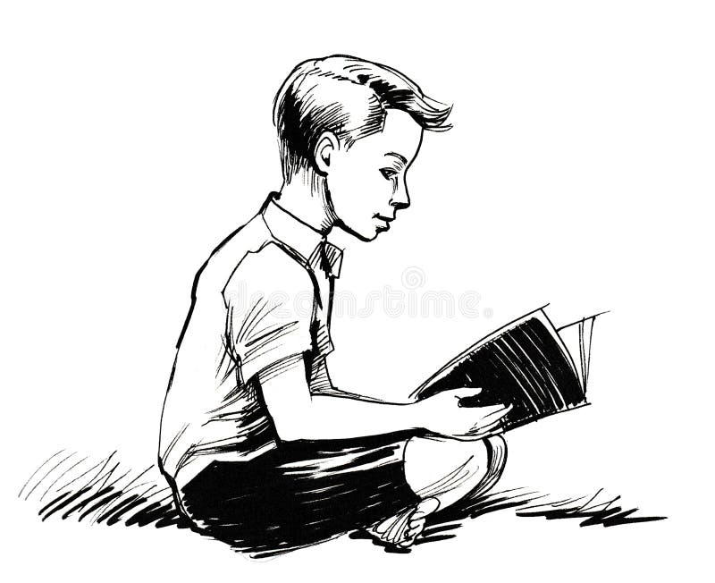 Boy reading a book stock illustration. Illustration of student - 101524891