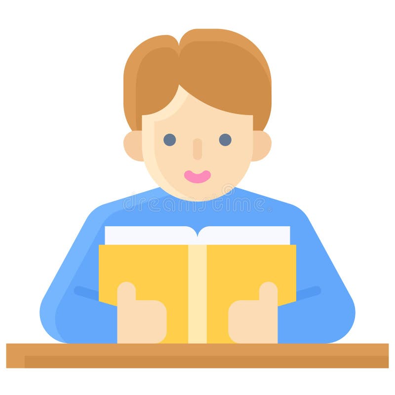 Boy Reading a Book Icon, an Avatar that is Related To Education Stock ...