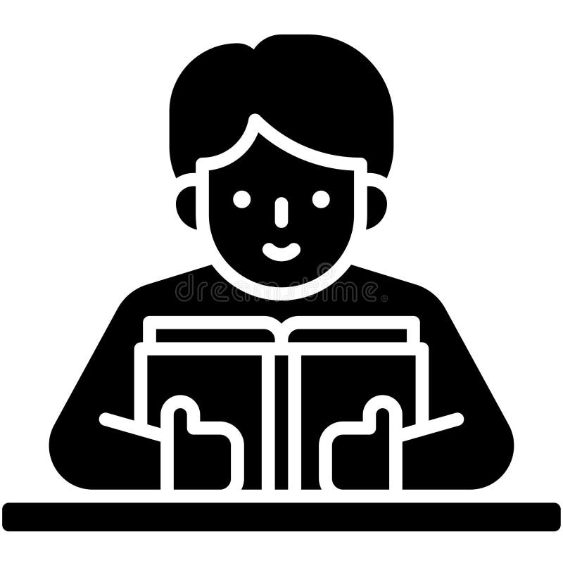 Boy Reading a Book Icon, an Avatar that is Related To Education Stock ...