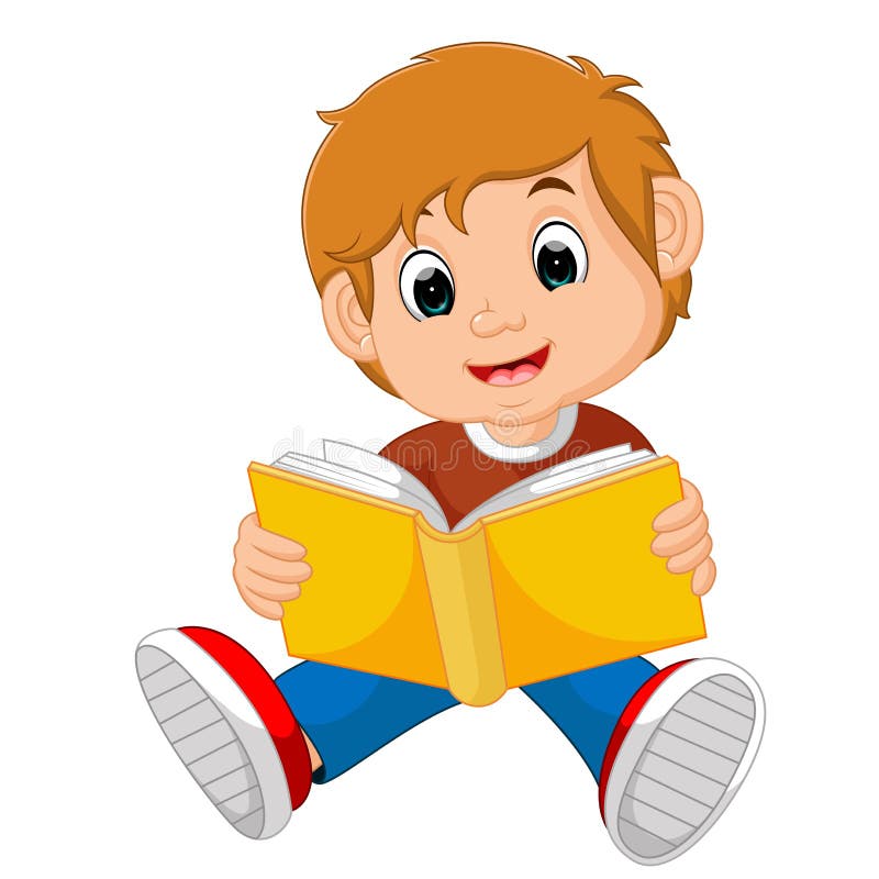 Boy reading book stock vector. Illustration of little - 84284121