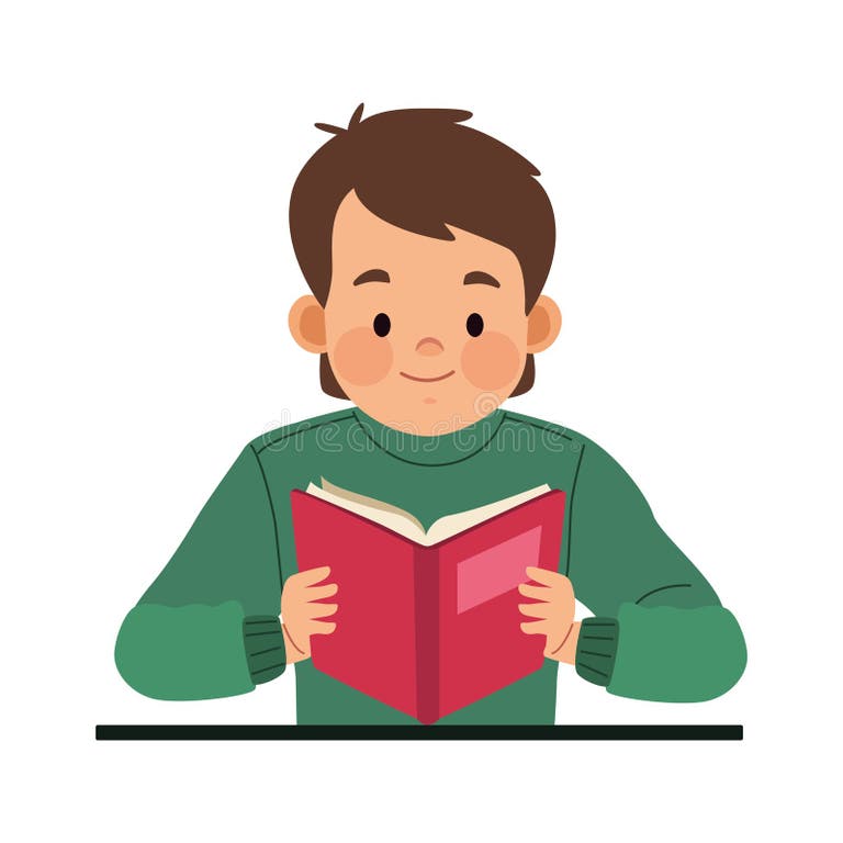 Boy reading a book stock vector. Illustration of student - 347153247