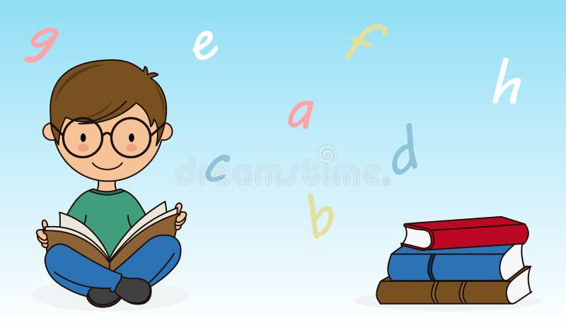 Boy reading a book stock vector. Illustration of read - 151688544