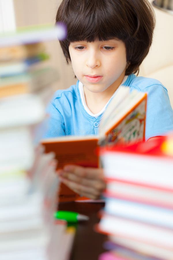 Boy Reading a Book. Close Up Stock Photo - Image of person, learning ...