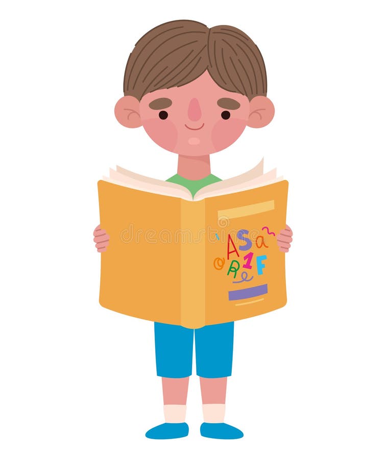 Boy reading a book stock vector. Illustration of diary - 249257730