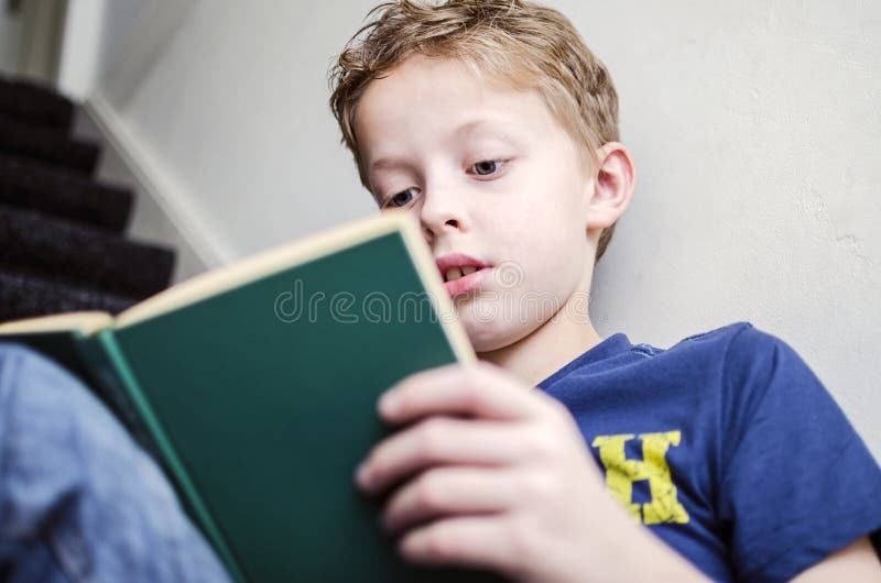 Boy reading a book stock photo. Image of book, home, green - 36202992