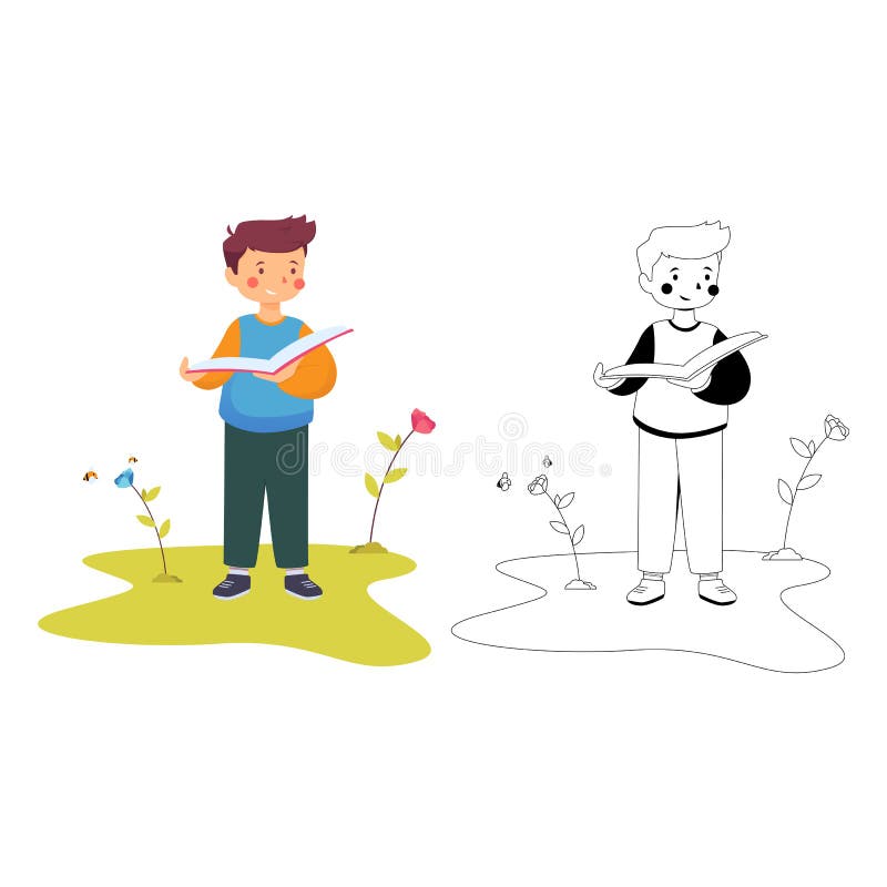 Boy Reading Book Outline Stock Illustrations – 1,693 Boy Reading Book ...