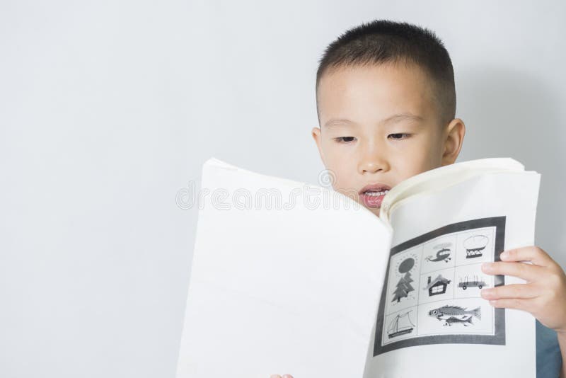 Boy Reading Aloud with Tutorship Stock Image - Image of teaching ...