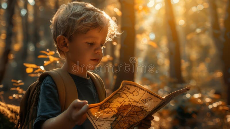 Boy Reading Map Ai Generated Stock Photos - Free & Royalty-Free Stock ...