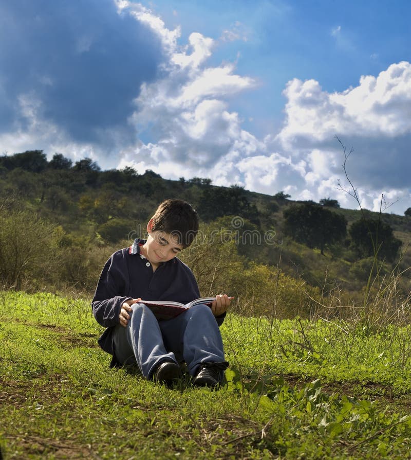 Two boys reading book stock image. Image of book, reading - 13543439