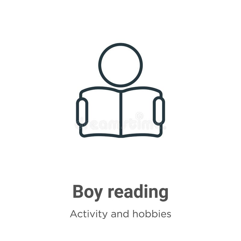 Boy Reading Outline Vector Icon. Thin Line Black Boy Reading Icon, Flat ...