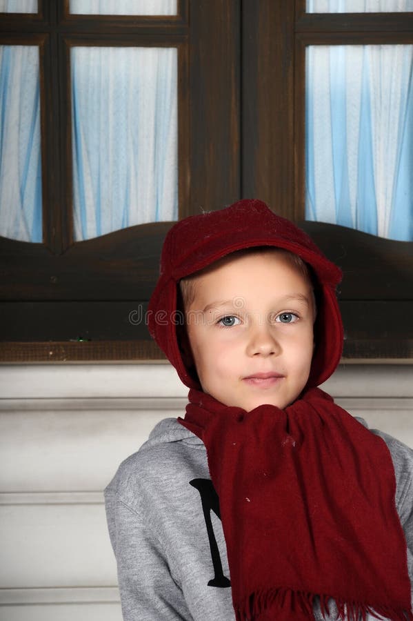 Boy in a Hat and a Bouquet of Flowers Stock Photo - Image of child ...