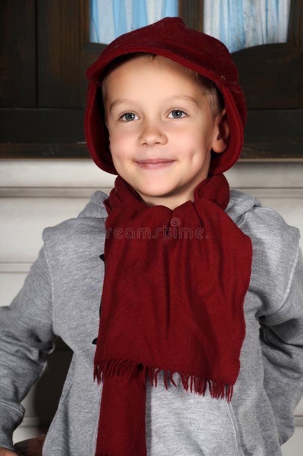 Boy in a red cap stock image. Image of freezing, head - 30085163