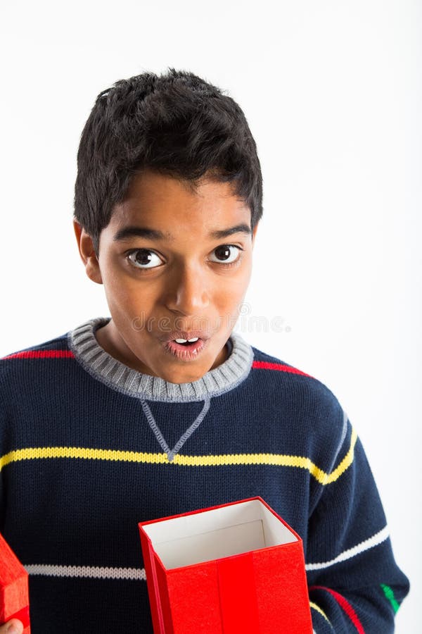Boy with red gift box stock photo. Image of eyes, ethnic - 74117070