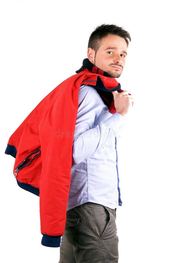 Boy with red jacket stock photo. Image of suit, serious - 49402570