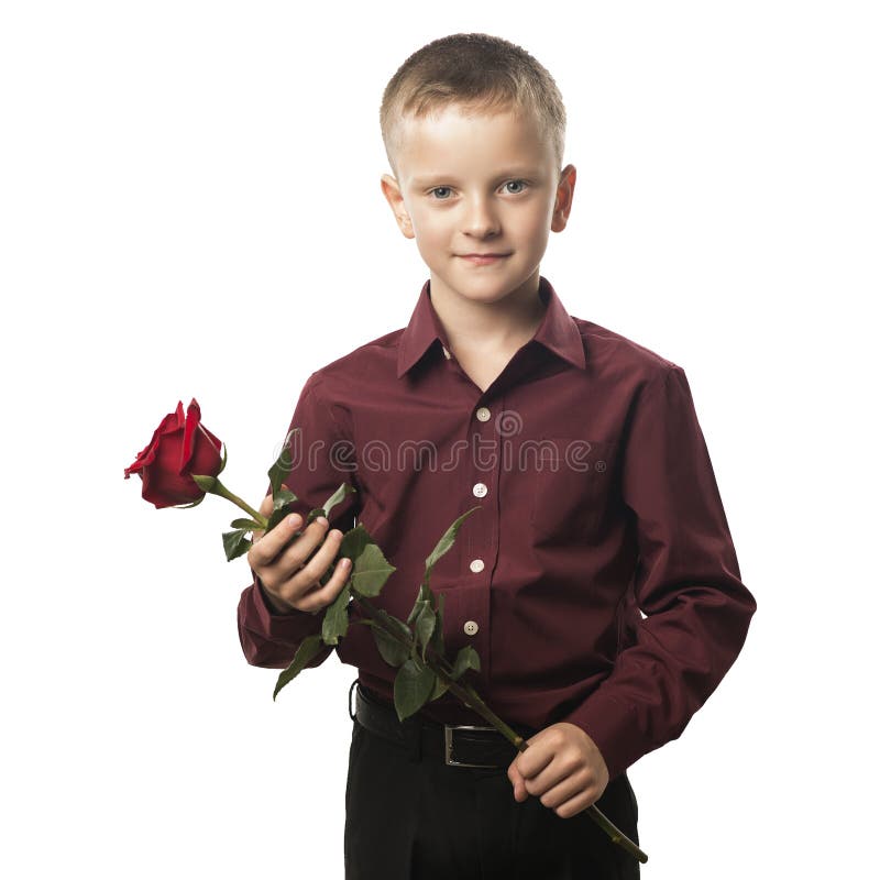 Boy with a red rose stock image. Image of romantic, romance - 103753205