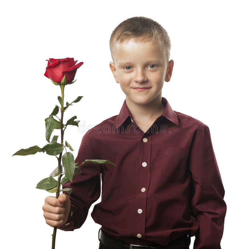 Boy with a red rose stock image. Image of caucasian - 103753285