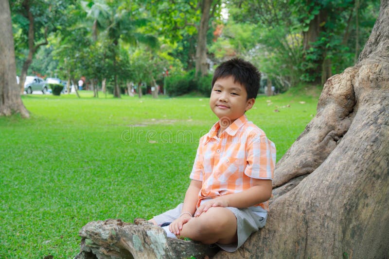 Boy and relaxed. stock photo. Image of happiness, park - 34707944