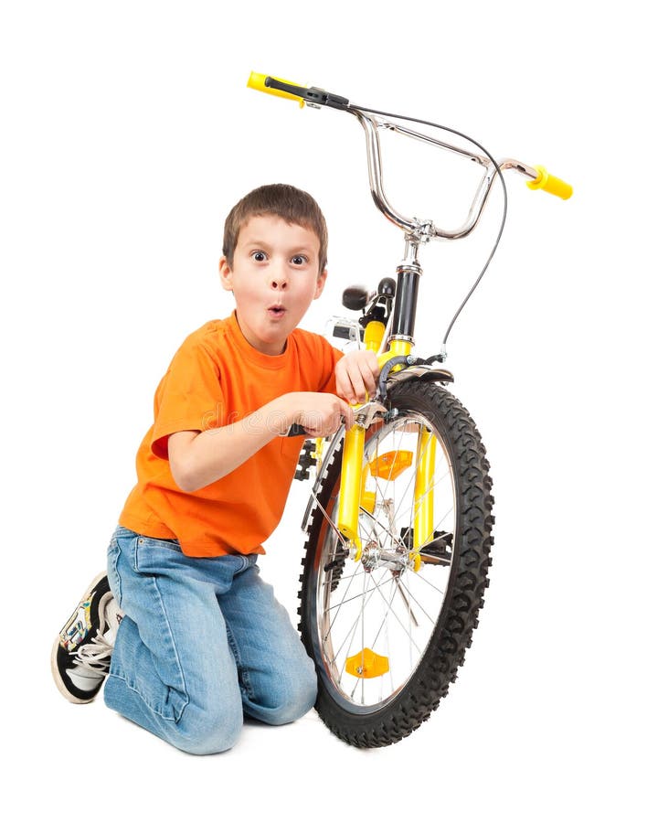 Boy repair bicycle stock photo. Image of healthy, renovation - 34338148