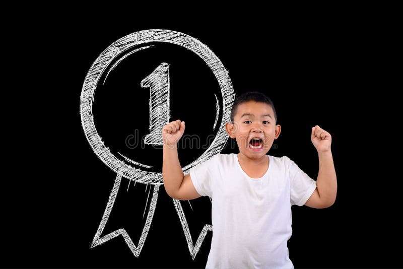 The Boy Represents Winning Number 1for Everything Stock Image - Image ...