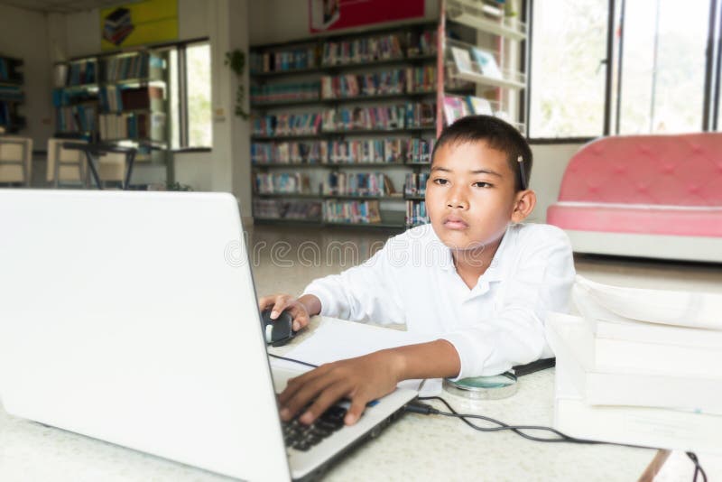 Boy research computer . stock image. Image of knowledge - 121623015