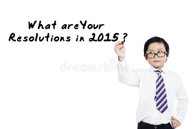 Boy with a Resolution Question Stock Photo - Image of glasses, business ...