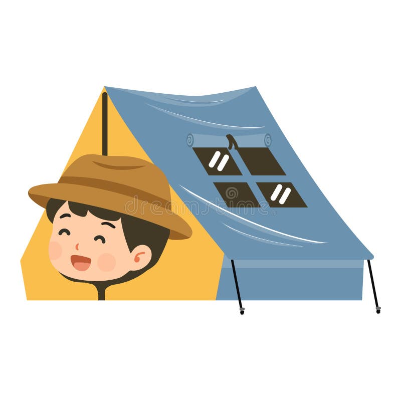 Boy Resting Inside Camping Tent Stock Vector - Illustration of helmet ...