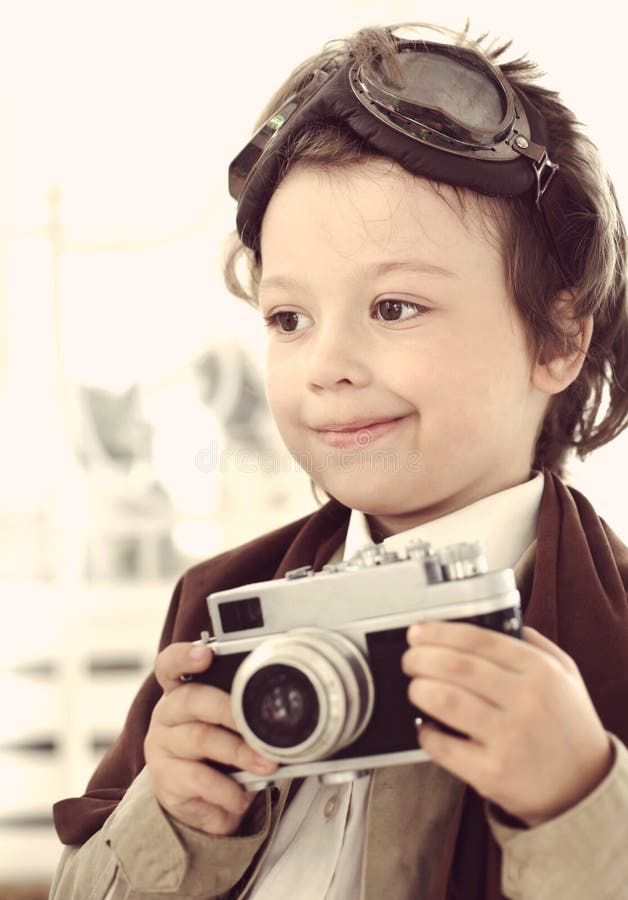 Boy in retro stile stock photo. Image of equipment, lifestyles - 35475964