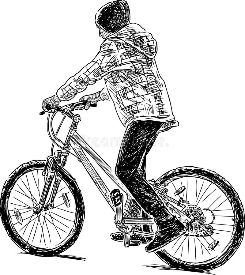 Boy rides on a bicycle stock vector. Illustration of schoolboy - 88817236