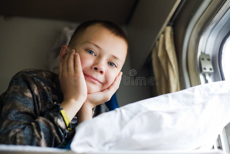 Boy Rides on a Passenger Train Stock Image - Image of passenger ...