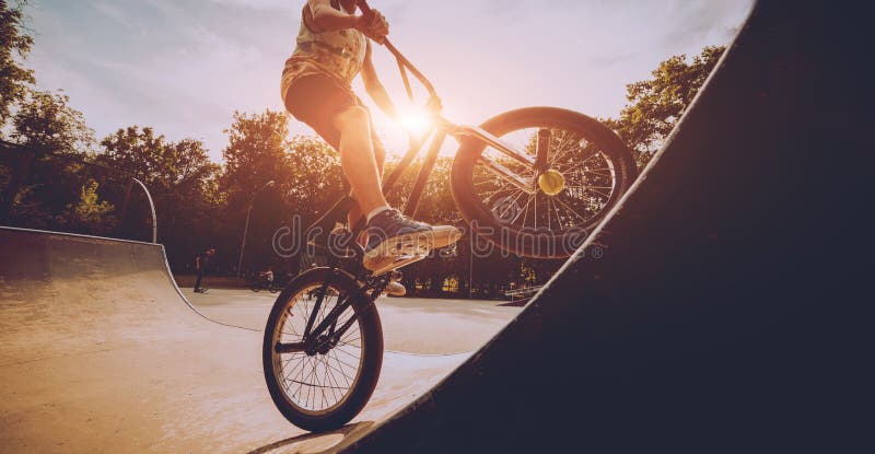 Boy Riding a Bmx in a Park. Stock Image - Image of hobbies, cyclist ...