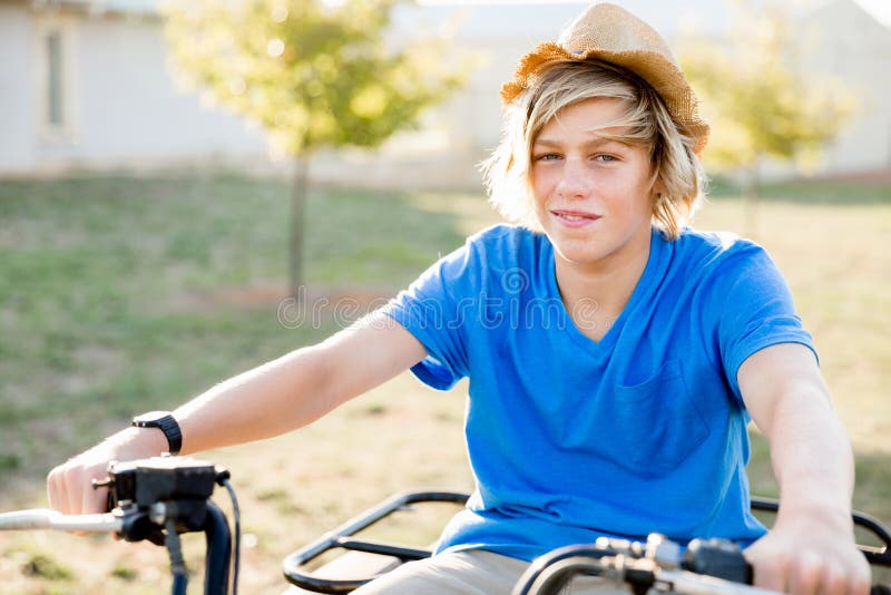 Boy Riding Farm Truck in Vineyard Stock Image - Image of factory ...