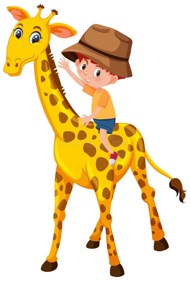 Giraffe And Dog Riding On A Red Pick-up Truck Stock Illustration ...