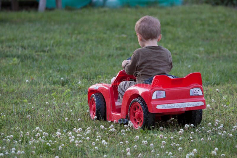 Boy riding his car stock image. Image of vehicle, toddler - 39117377