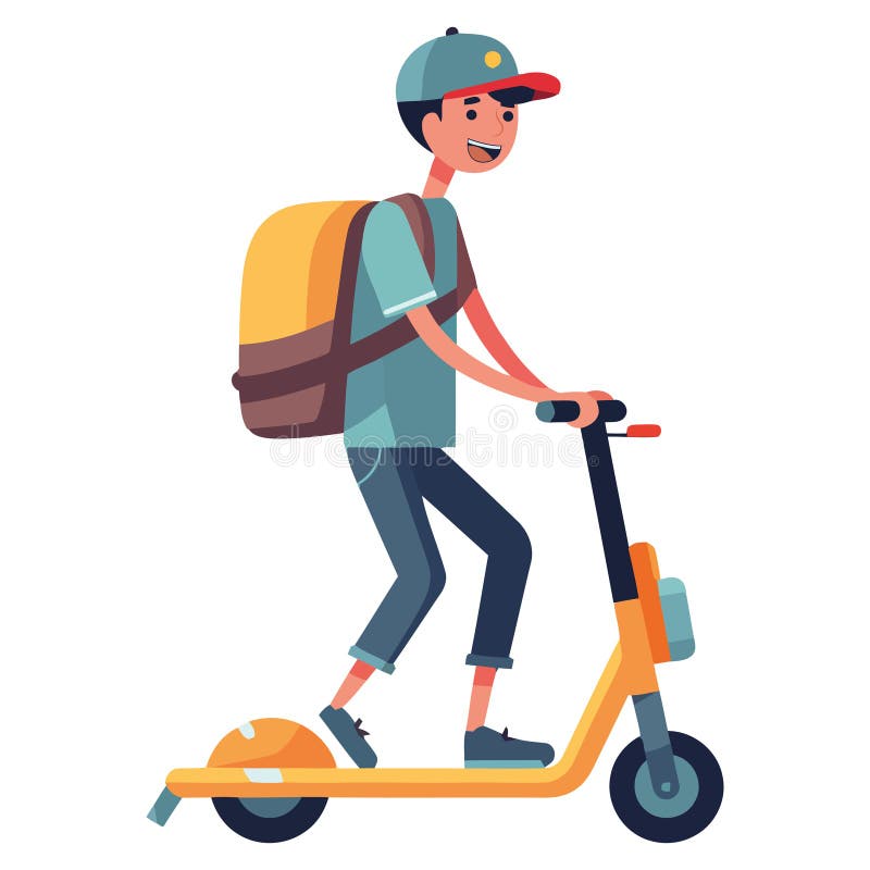 Boy Riding Motor Scooter Design Stock Vector - Illustration of ...