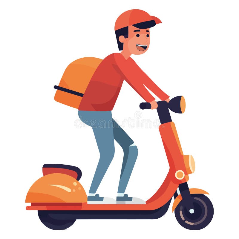 Boy Riding Motor Scooter Design Stock Vector - Illustration of activity ...