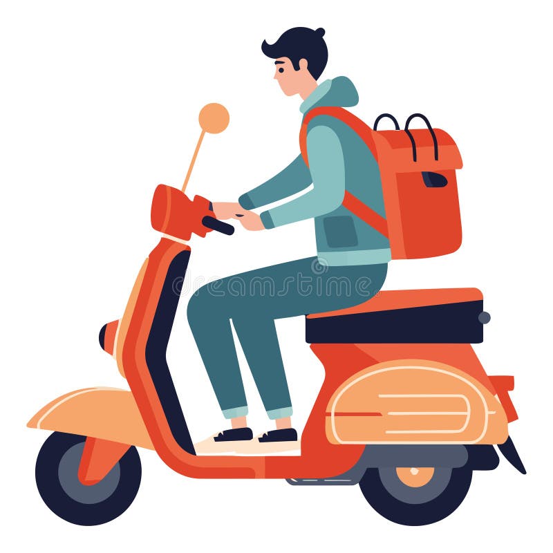 Boy Riding Motor Scooter Illustration Stock Vector - Illustration of ...