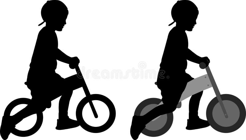 Boy Riding a Pushbike Silhouette Stock Vector - Illustration of ...
