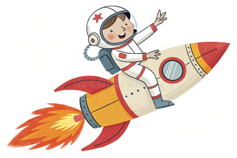 Boy Riding Rocket on Transparent Background Stock Illustration ...